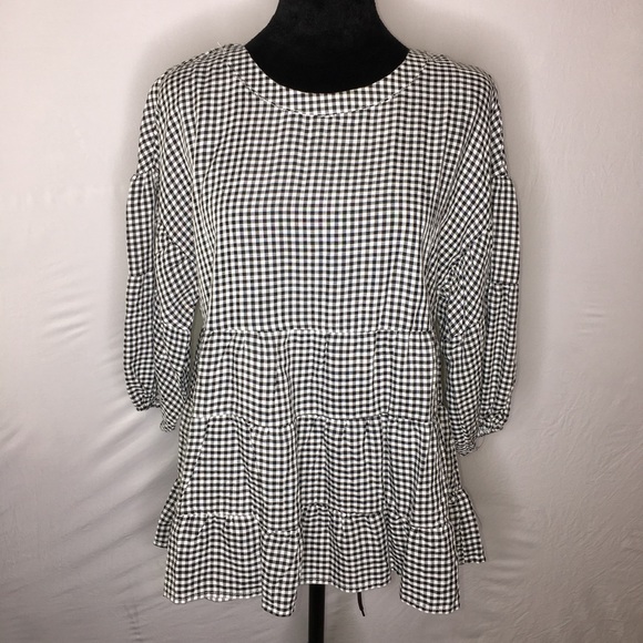 ANDREE BY UNIT | Tops | Andree By Unit Babydoll Black White Checker ...